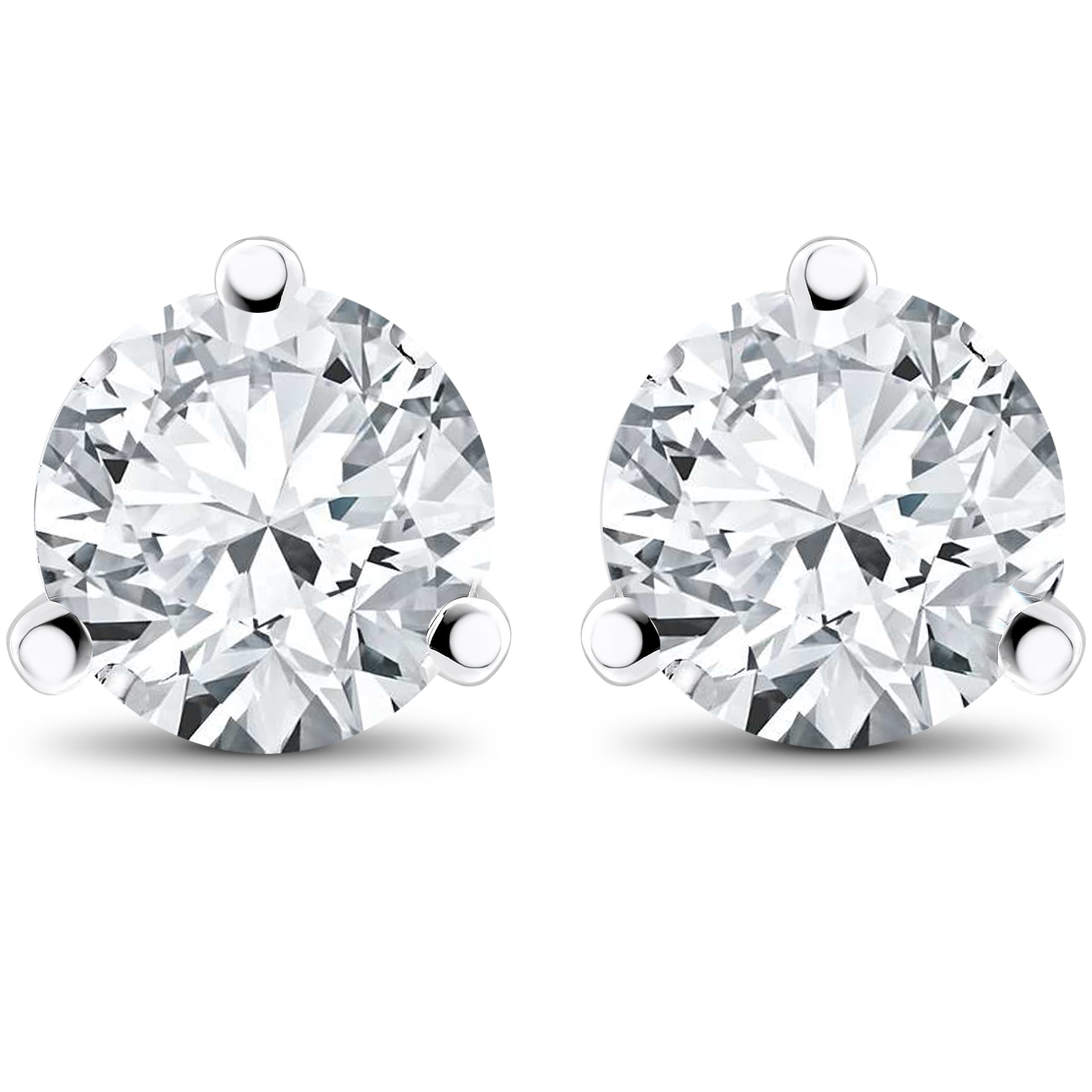 Pompeii 1 1/2 ct TDW Diamond 3-Prong Martni Studs (F,SI(1)-SI(2 ...