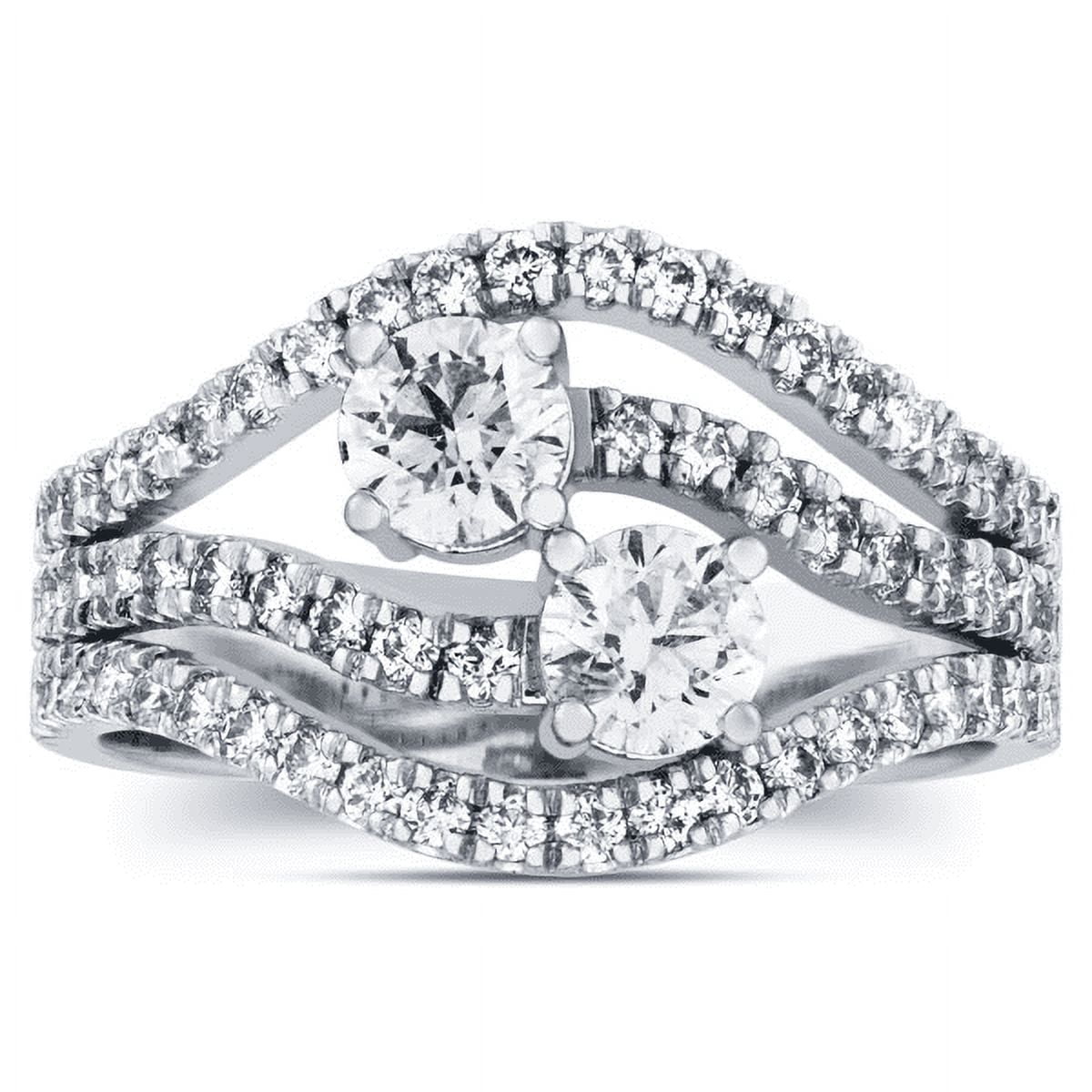 Pompeii 1 1/2 ct Two Stone Diamond Multirow Engagement Anniversary Ring ...