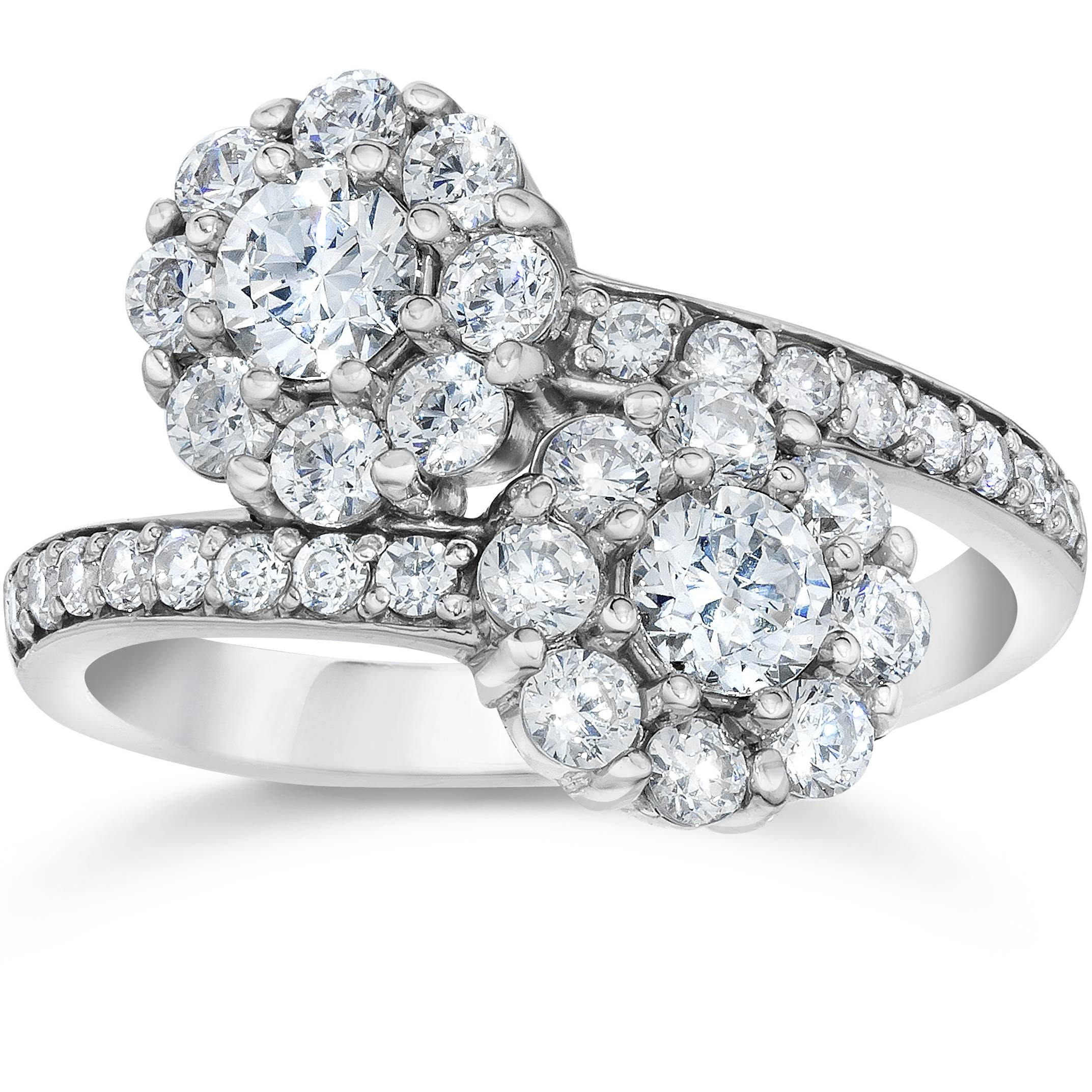 Pompeii 1 1/2 Ct Round Cut Diamond Forever Us 2-Stone Halo Engagement ...