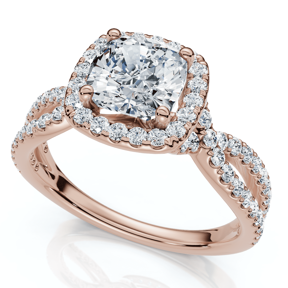 Pompeii 1 1/2Ct Diamond Cushion Halo Twist Engagement Ring 14k Gold or Pt Lab Grown - Walmart.com
