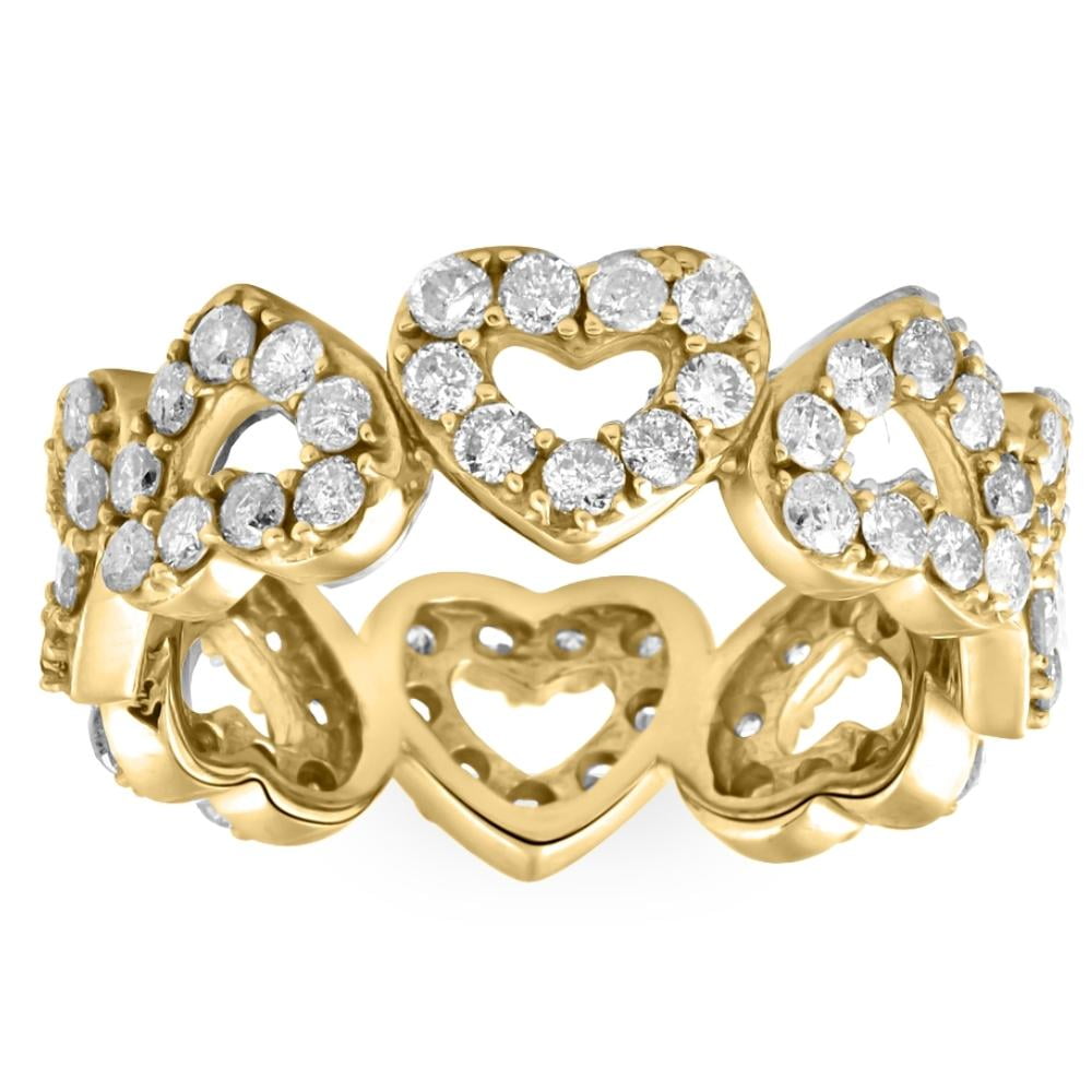 Pompeii 1 1/2Ct Diamond Heart Shaped Eternity Ring in White, Yellow, or ...