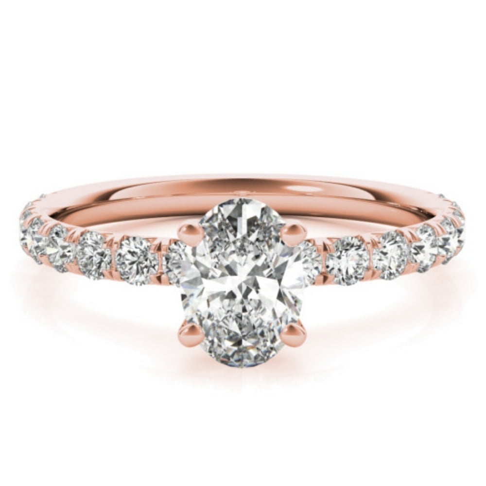 Pompeii 1 1/2Ct Oval Diamond Engagement Ring 14k White Yellow or Rose Gold Lab Grown - Walmart.com