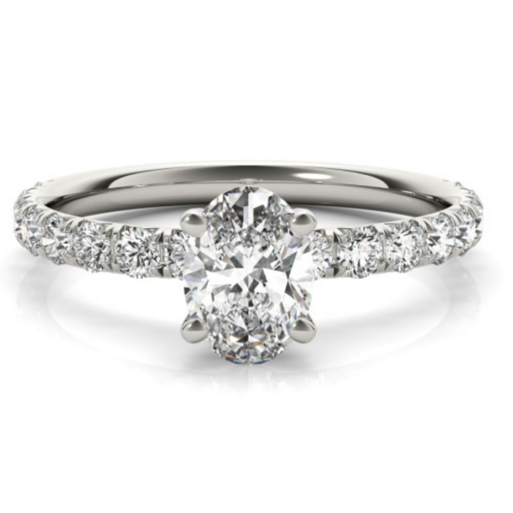 Pompeii 1 1/2Ct Oval Diamond Engagement Ring 14k White Yellow or Rose Gold Lab Grown - Walmart.com