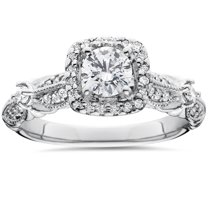 Pompeii 1 1/3 Ct Oval Diamond Vintage Halo Engagement Ring 14k White Gold Lab Grown - Walmart.com