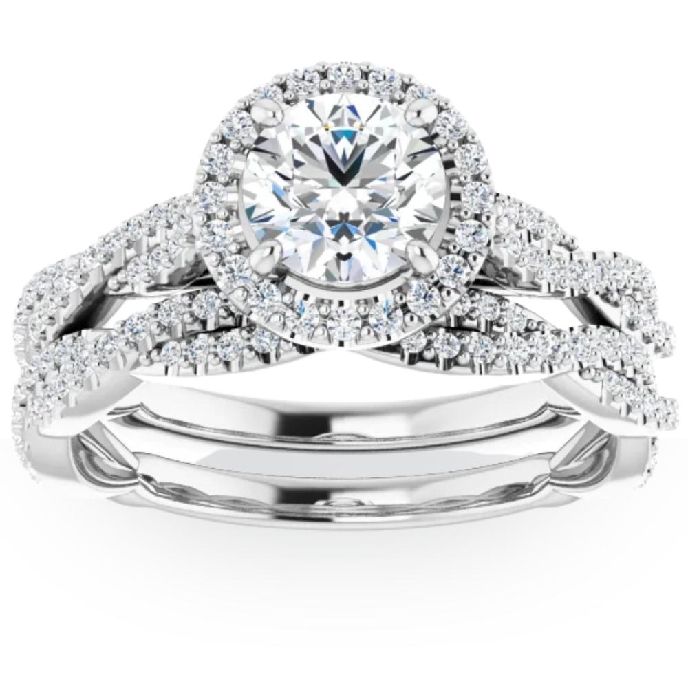 Pompeii 1 1/2ct Diamond Halo Vine Engagement Wedding Ring Set 14k White Gold - Walmart.com