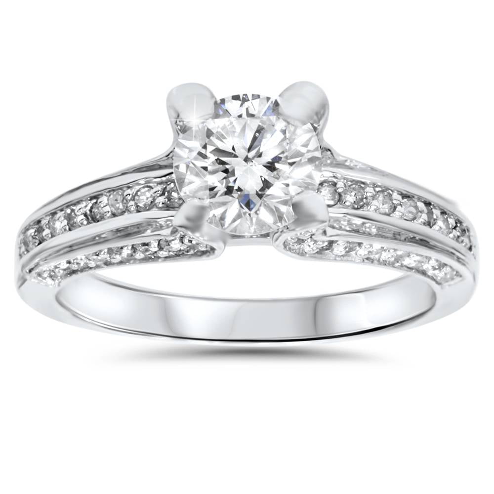Pompeii 1 1/2ct Diamond Heirloom Engagement Ring 14K White Gold (G/H,I1 ...