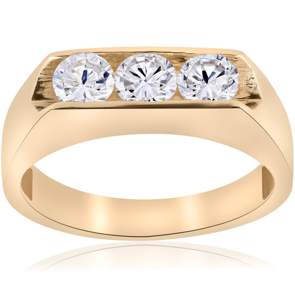 Pompeii 1 1/2ct Diamond Three Stone Mens Wedding 3 Round Jewelry Ring 10k Yellow Gold - Walmart.com