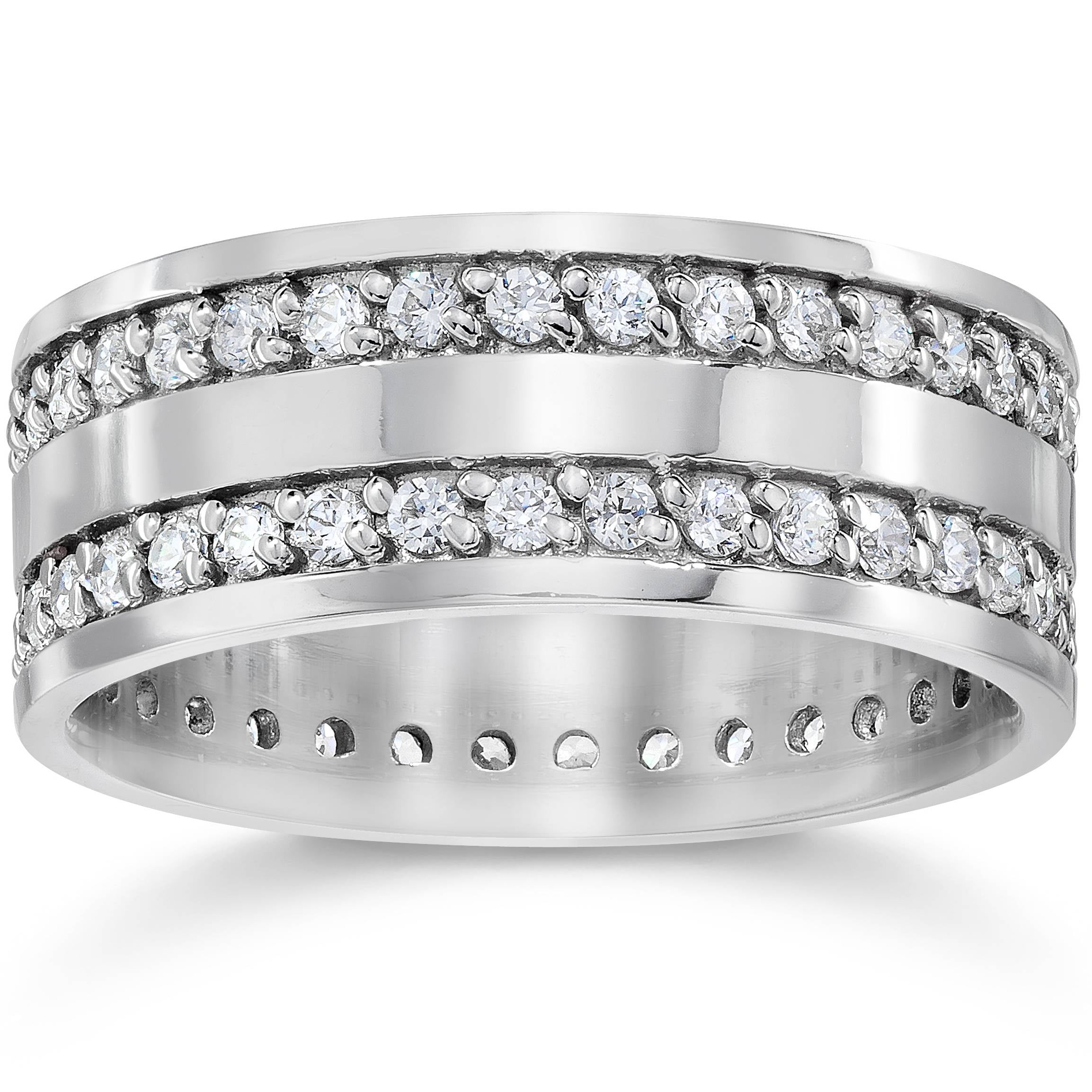 Pompeii 1 1/2ct Double Row Diamond Eternity Ring 14K White Gold (G/H,I1 ...