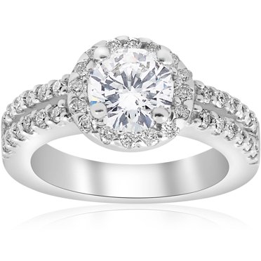 Pompeii 1 5/8 Ct Oval Diamond Engagement Halo Ring & Matching Band 14k White Gold - Walmart.com