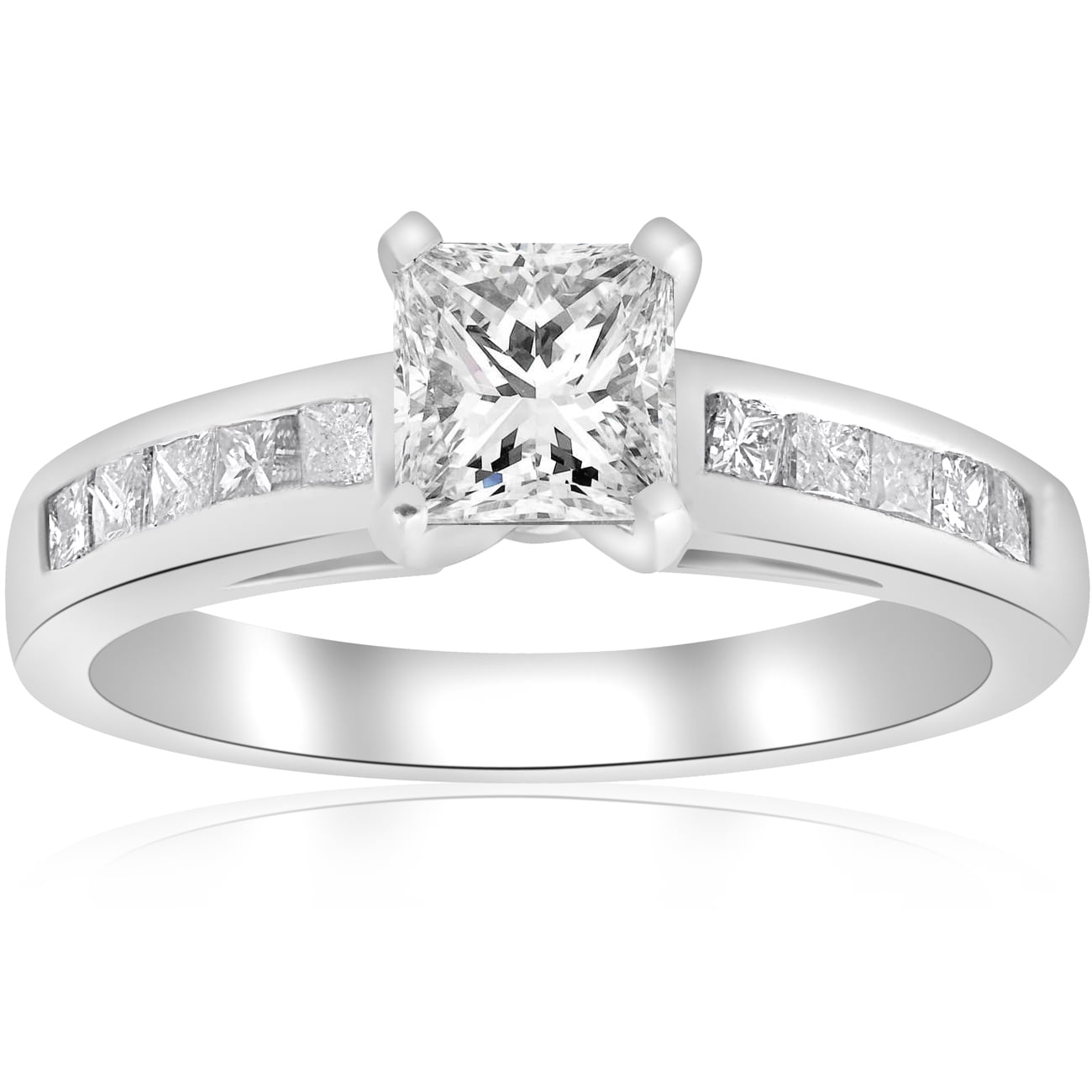 Pompeii 1 1/2ct Princess Cut Diamond Engagement Ring 14k White Gold (H/I,I1-I2) - Walmart.com