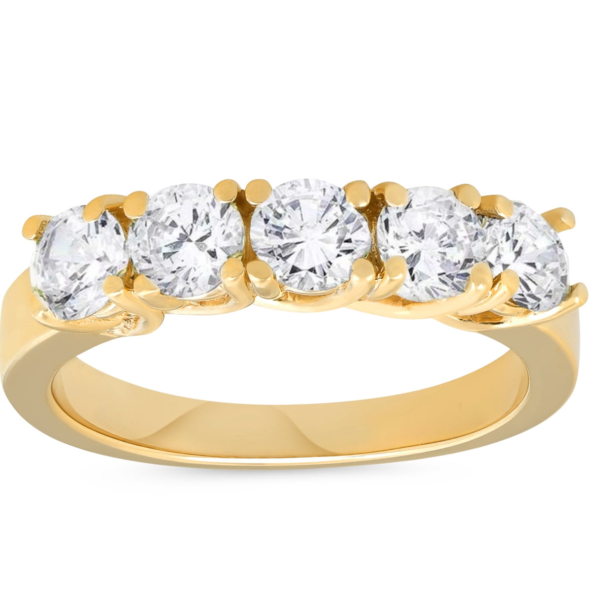 Pompeii 1 1/2ct Real Diamond Wedding Anniversary 14K Yellow Gold Ring ...