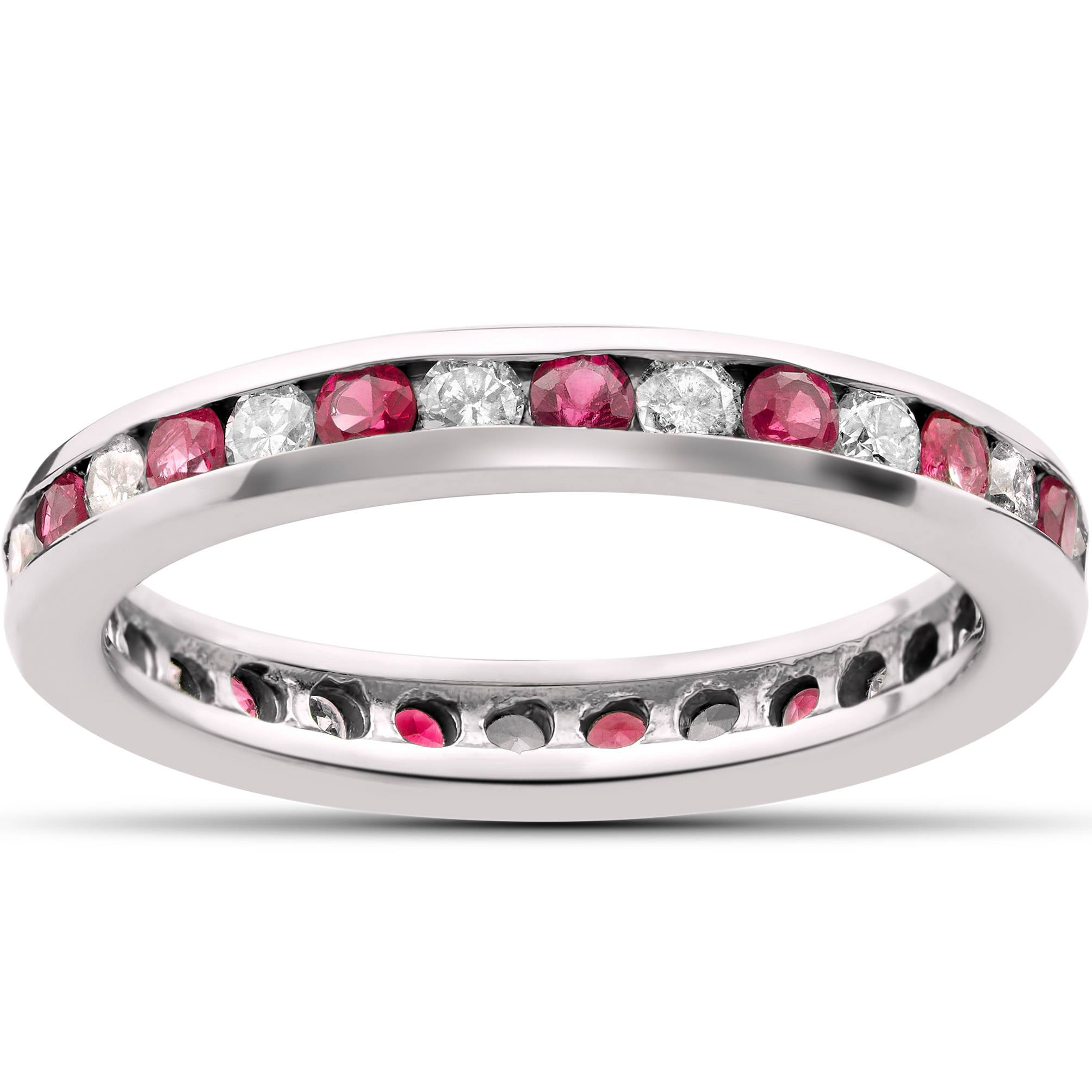 Pompeii 1 1/2ct Ruby & Diamond Eternity Ring 14K White Gold (G/H,I1 ...