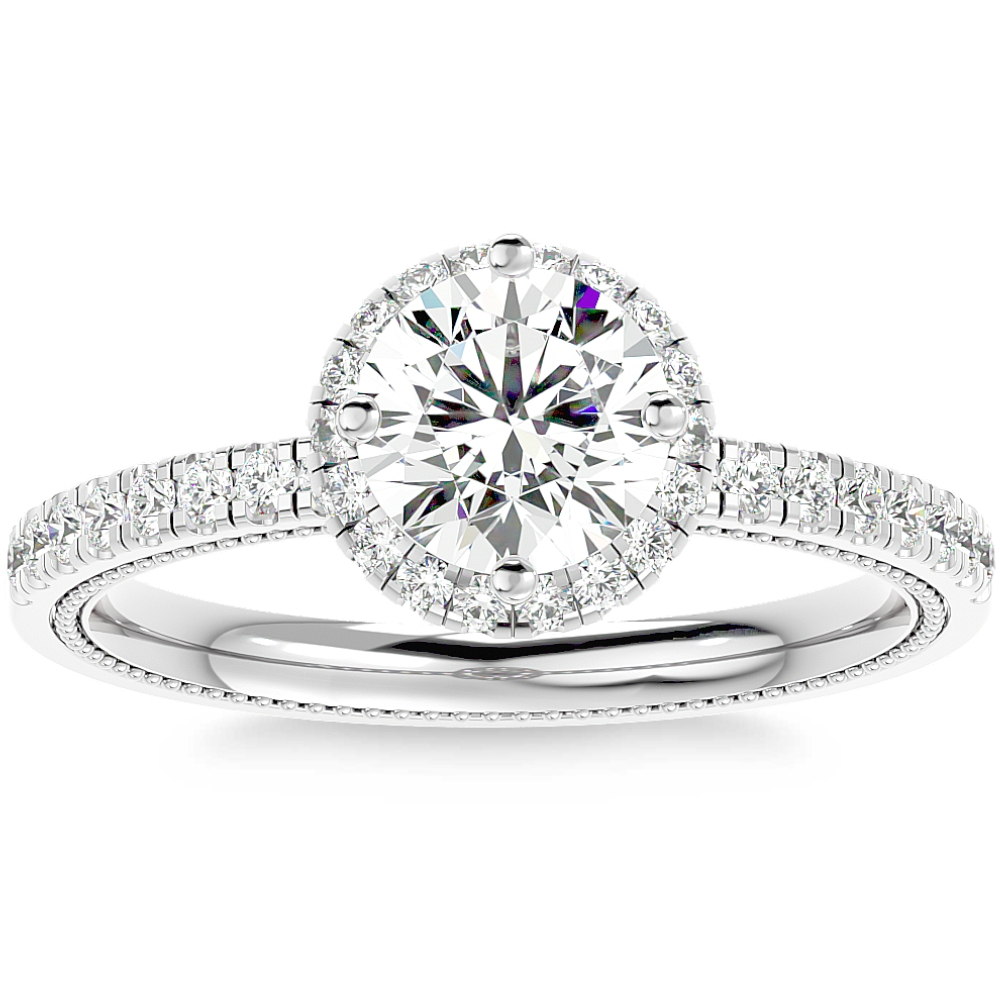 Pompeii 1 1/3Ct Diamond & Moissanite Halo Engagement Ring in 10k Gold (G/H,I1) - Walmart.com