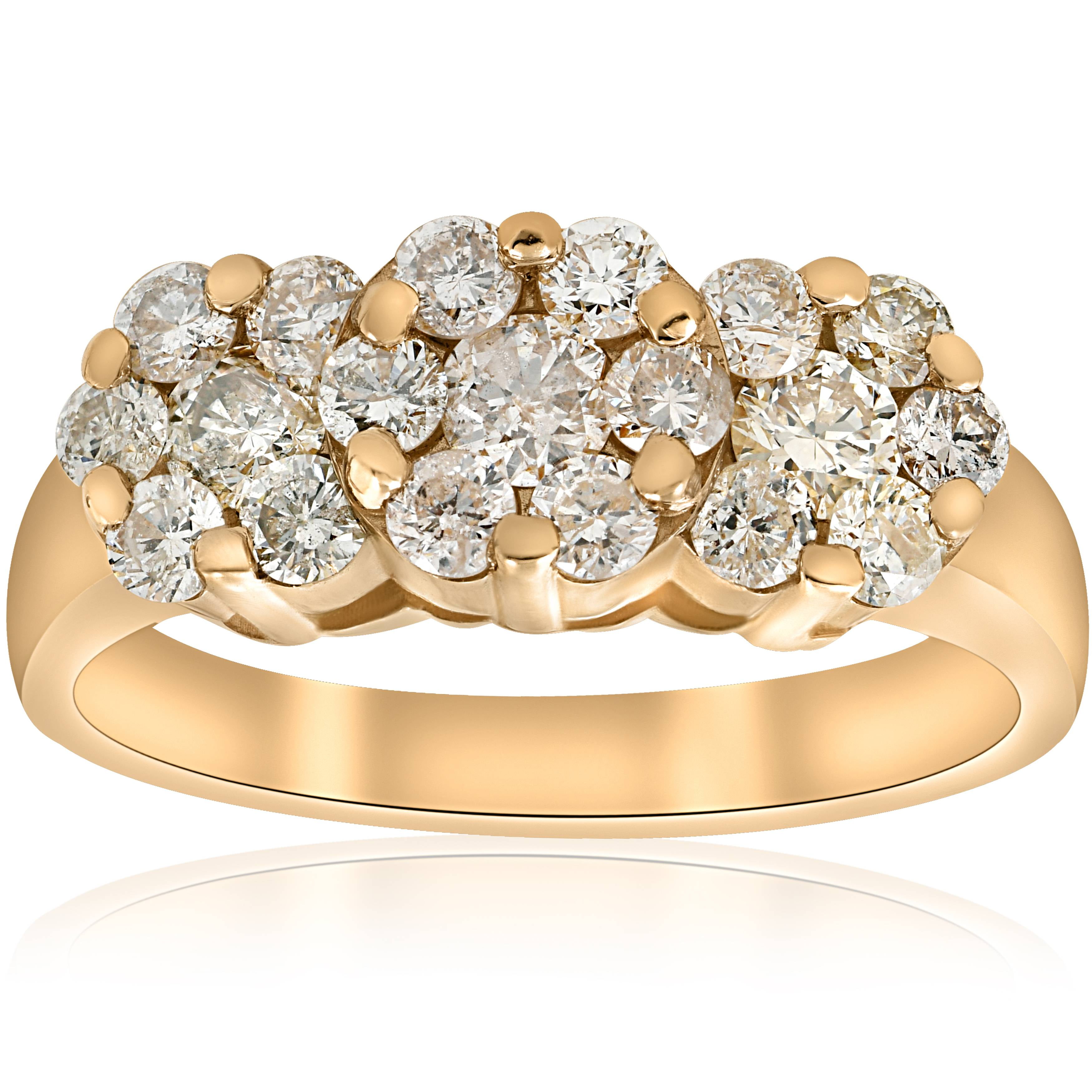 Pompeii 1 1/3ct Diamond Three Stone Ring 14K Yellow Gold (G/H,I1 ...