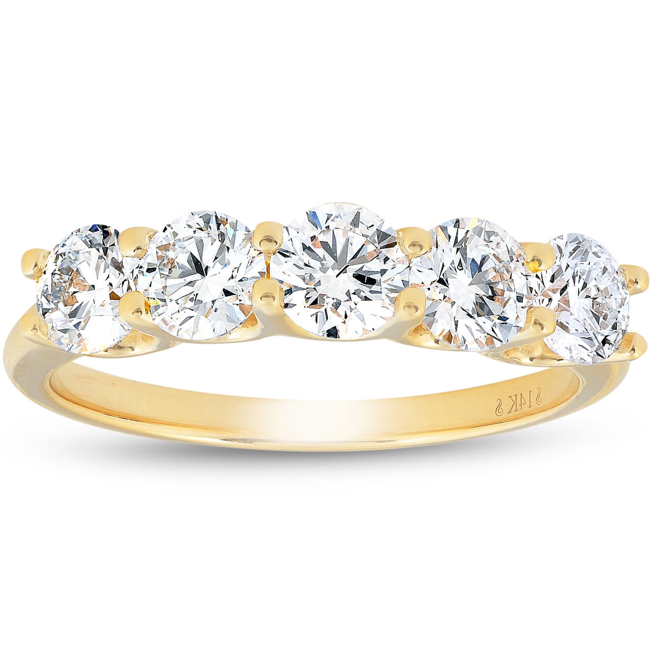 Pompeii 1 1/4 Ct Diamond Five Stone Wedding Ring 10k Yellow Gold U ...
