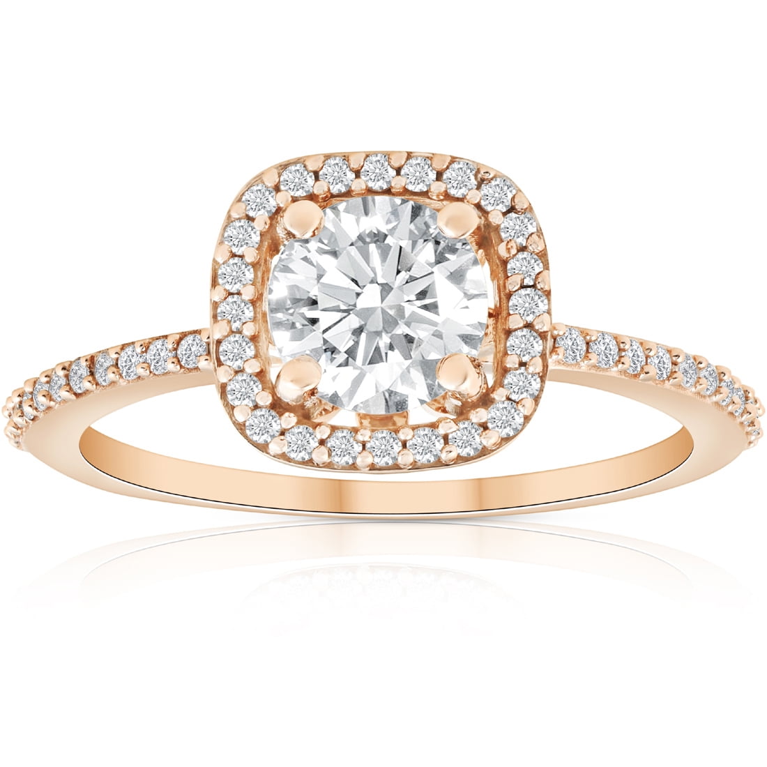 Pompeii 1 1/4 Ct Moissanite & Diamond Cushion Halo Engagement Ring 10k Rose Gold - Walmart.com