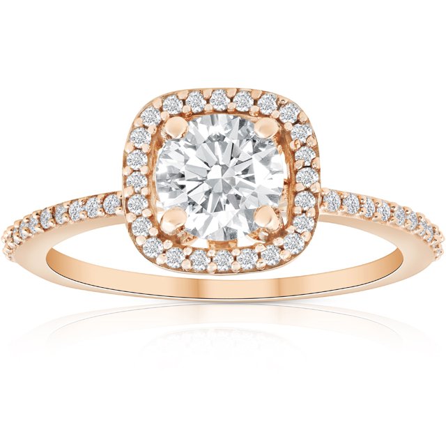 Pompeii 1 1/4 Ct Moissanite & Diamond Cushion Halo Engagement Ring 10k Rose Gold - Walmart.com