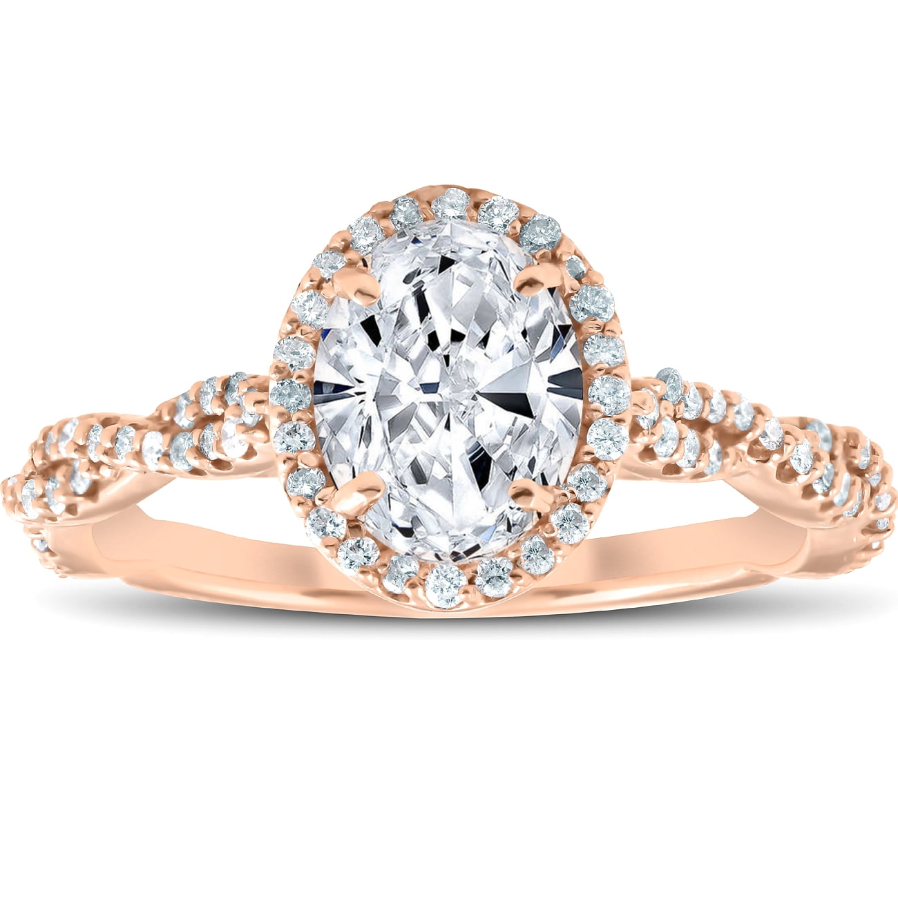 Pompeii 1 1/4Ct Oval Halo Diamond Infinity Engagement Ring 14k Rose ...