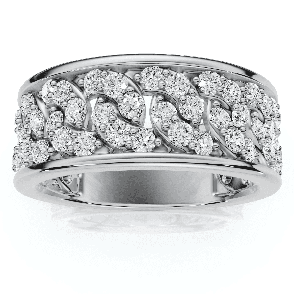 Pompeii 1 1/4Ct Diamond Ring Men's Curb Chain Band in 10k White, Yellow ...