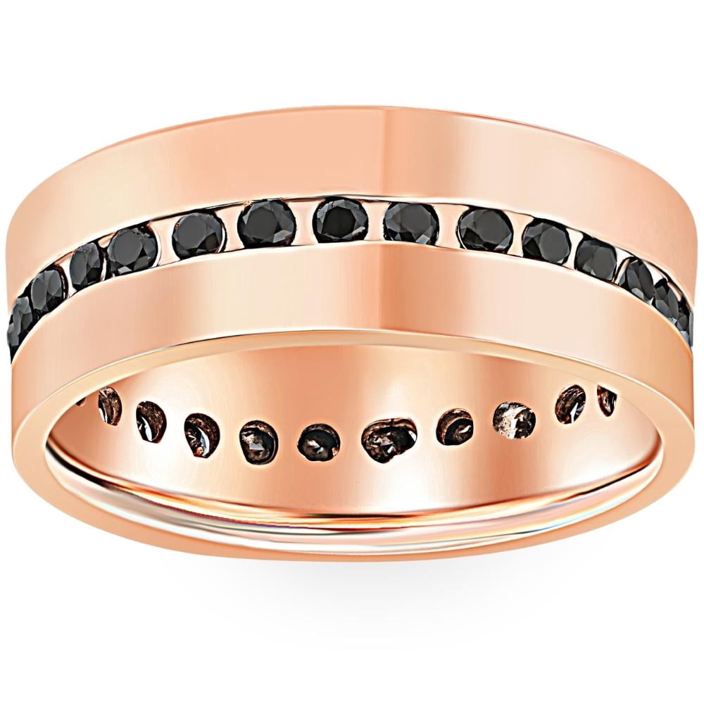 Pompeii 1 1/4ct Black Diamond Channel Set Eternity Ring 14K Rose Gold ...