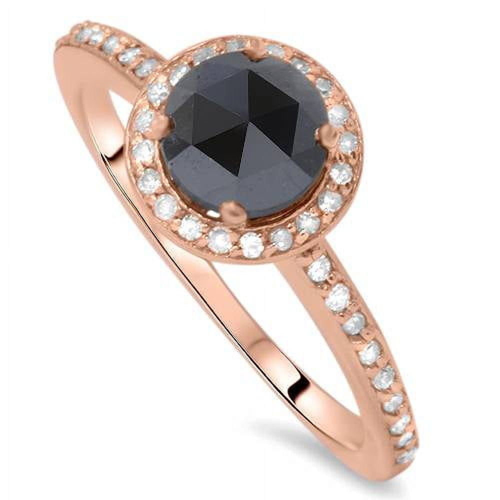 Pompeii 1 1/4ct Black & Diamond Rose Gold Halo Ring 14K (G/H,I2-I3 ...