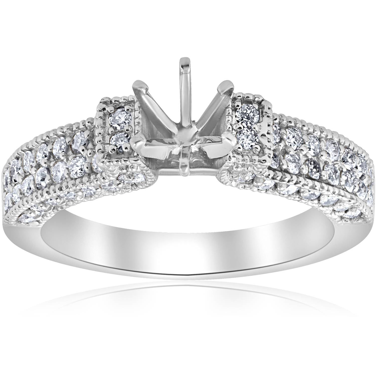 Pompeii 1 1/4ct Vintage Engagement Ring Setting 14K White gold (G/H,I1 ...