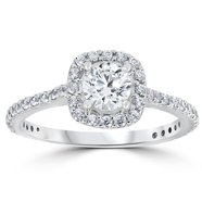 Pompeii 1 1/6ct Princess Cut Cushion Halo Diamond Engagement Ring Set 14K White Gold - Walmart.com