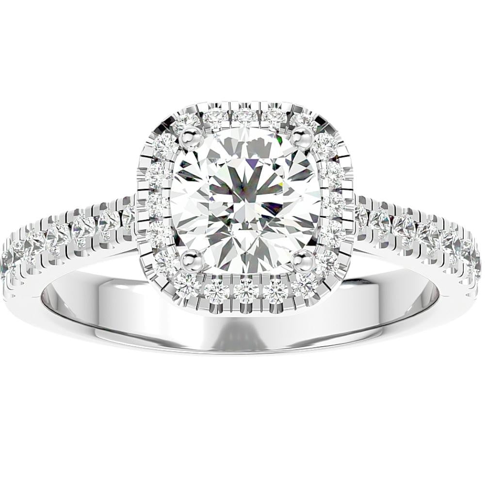 Pompeii 1 1/6Ct Moissanite & Diamond Cushion Halo Engagement Ring White or Yellow Gold - Walmart.com