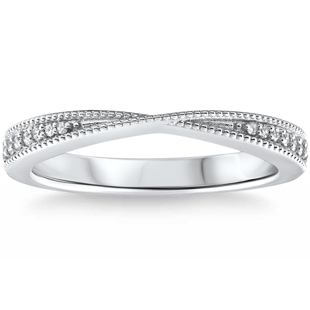 Pompeii 1/10Ct Diamond Wedding Contour Anniversary Ring in 14k Gold Lab ...