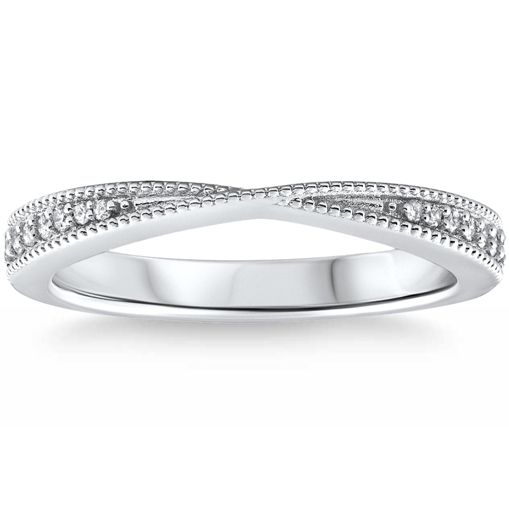 Pompeii 1/10Ct Diamond Wedding Contour Anniversary Ring in 14k Gold Lab ...