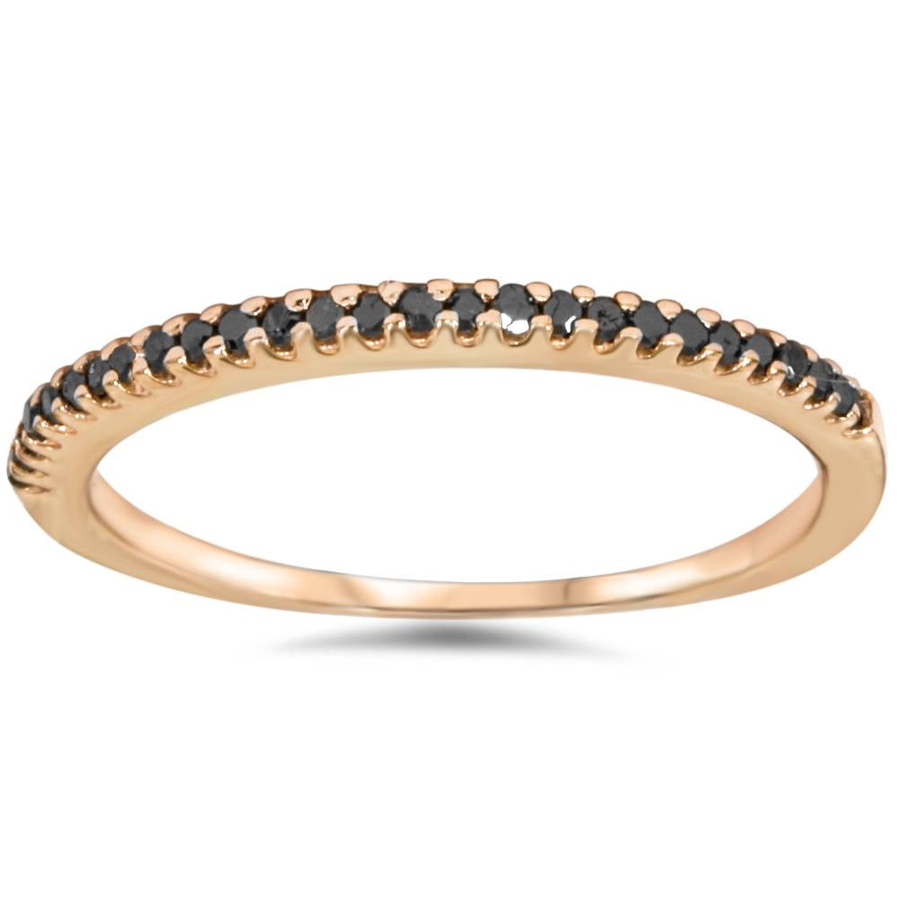 Pompeii 1/10ct Black Diamond Stackable Ring 14K Rose Gold (Black ...
