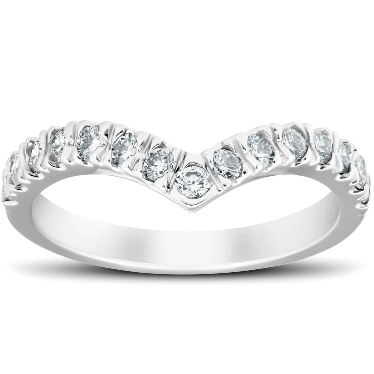 Pompeii 1/2 Ct Diamond Curved V Shape Contour Ring Womens Wedding Band ...