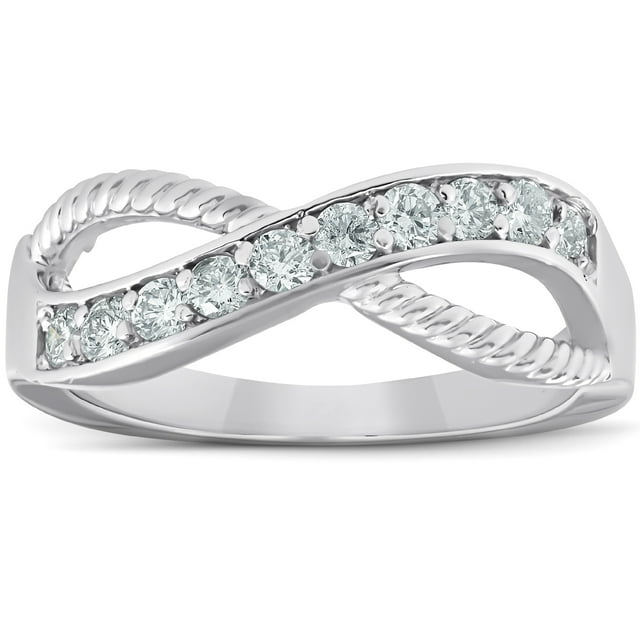 Pompeii 1/2 Ct Diamond Infinity Braided Anniversary Right Hand Ring 10k ...