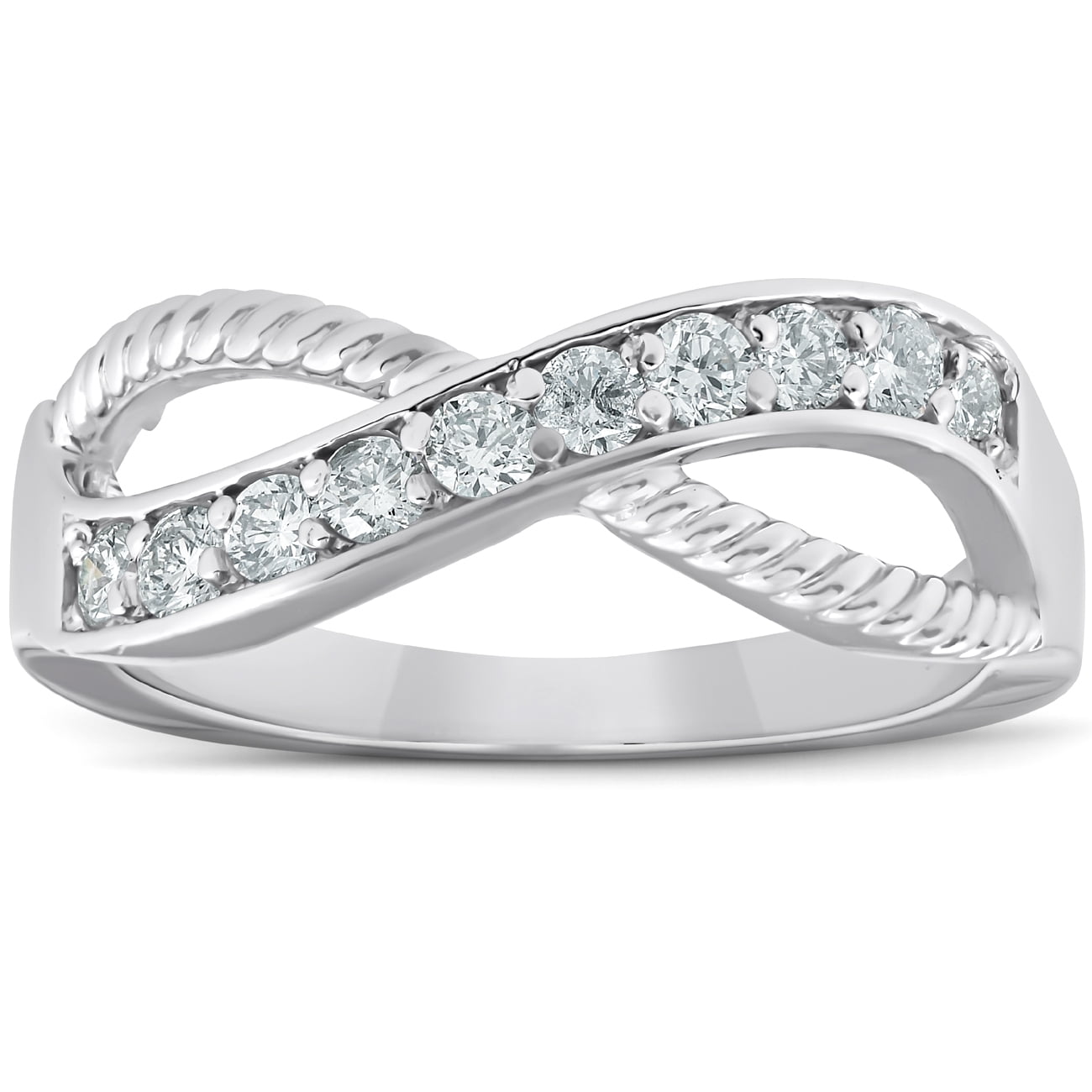 Pompeii 1/2 Ct Diamond Infinity Braided Anniversary Right Hand Ring 10k ...