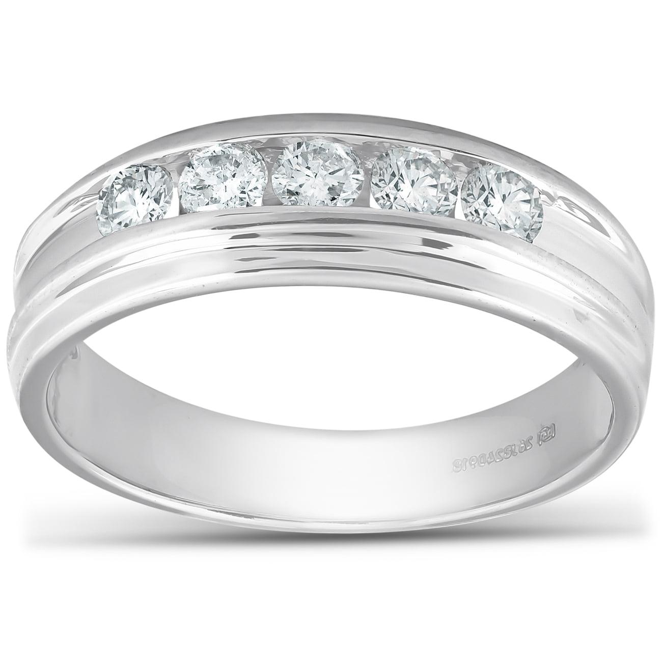 Pompeii 1/2 Ct Diamond Mens Wedding Ring 10k White Gold (H,I1-I2 ...