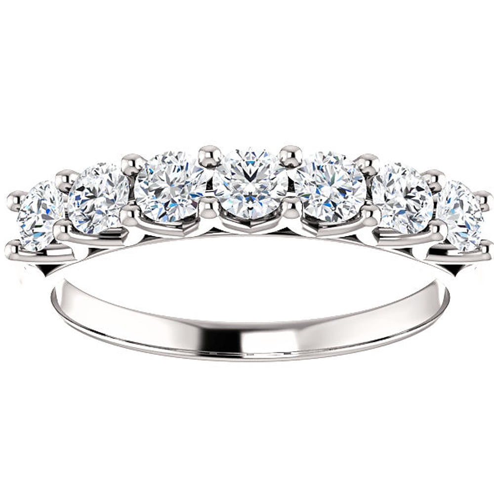 Pompeii 1/2 Ct Seven Stone Diamond Wedding Ring Lab Grown 14k White ...