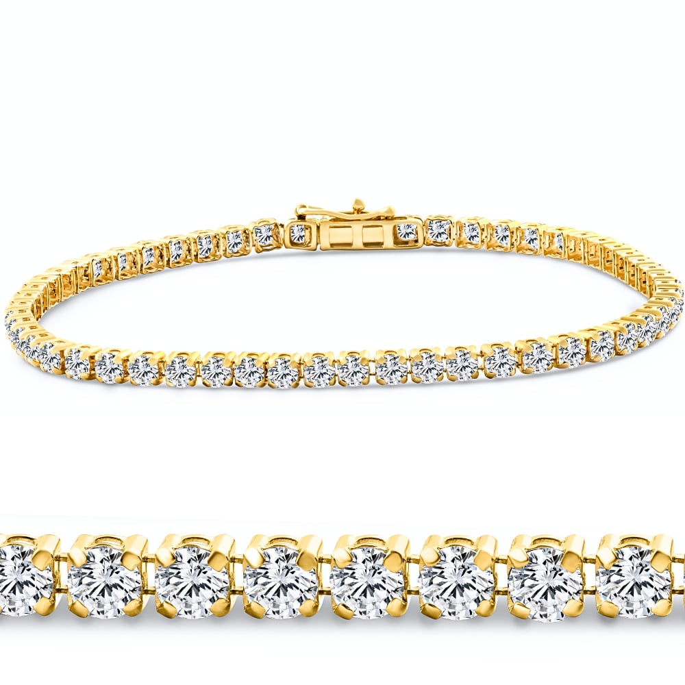 Pompeii 4Ct TW Diamond Tennis Bracelet 7" 14k Yellow Gold Lab Grown (E/F,VS1-VS2) - Walmart.com
