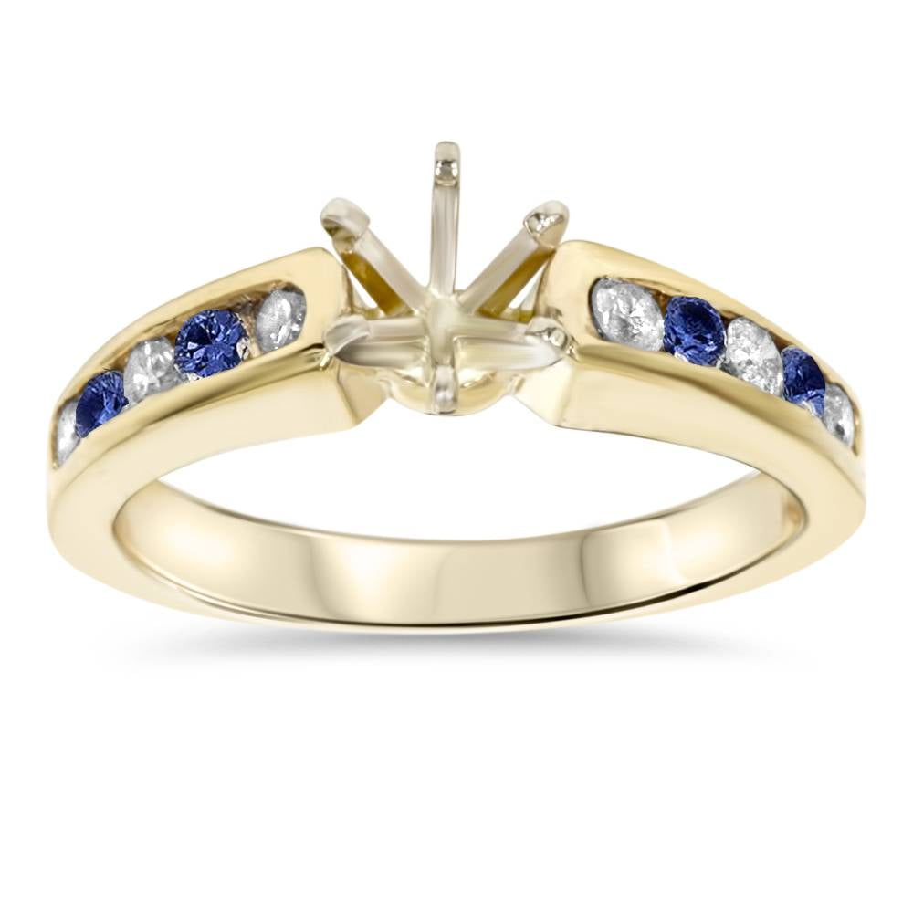 Pompeii 1/2CT Blue Sapphire & Diamond Engagement Ring Setting 14K ...