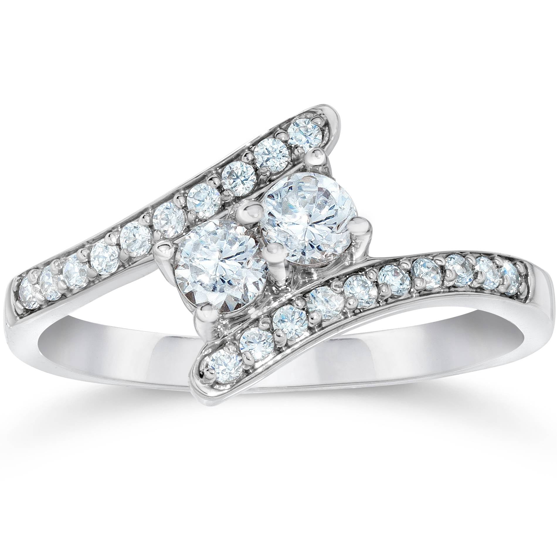 Pompeii 1/2CT Forever Us Diamond Two Stone Ring 10k White Gold (I-J,I2 ...