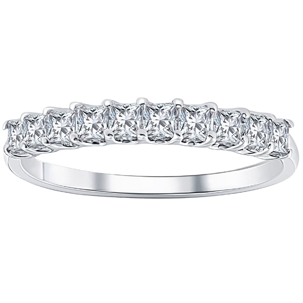 Pompeii 1/2CT Princess Cut Diamond U-Prong Wedding Ring 10k White Gold (G/H,I1-I2) - Walmart.com