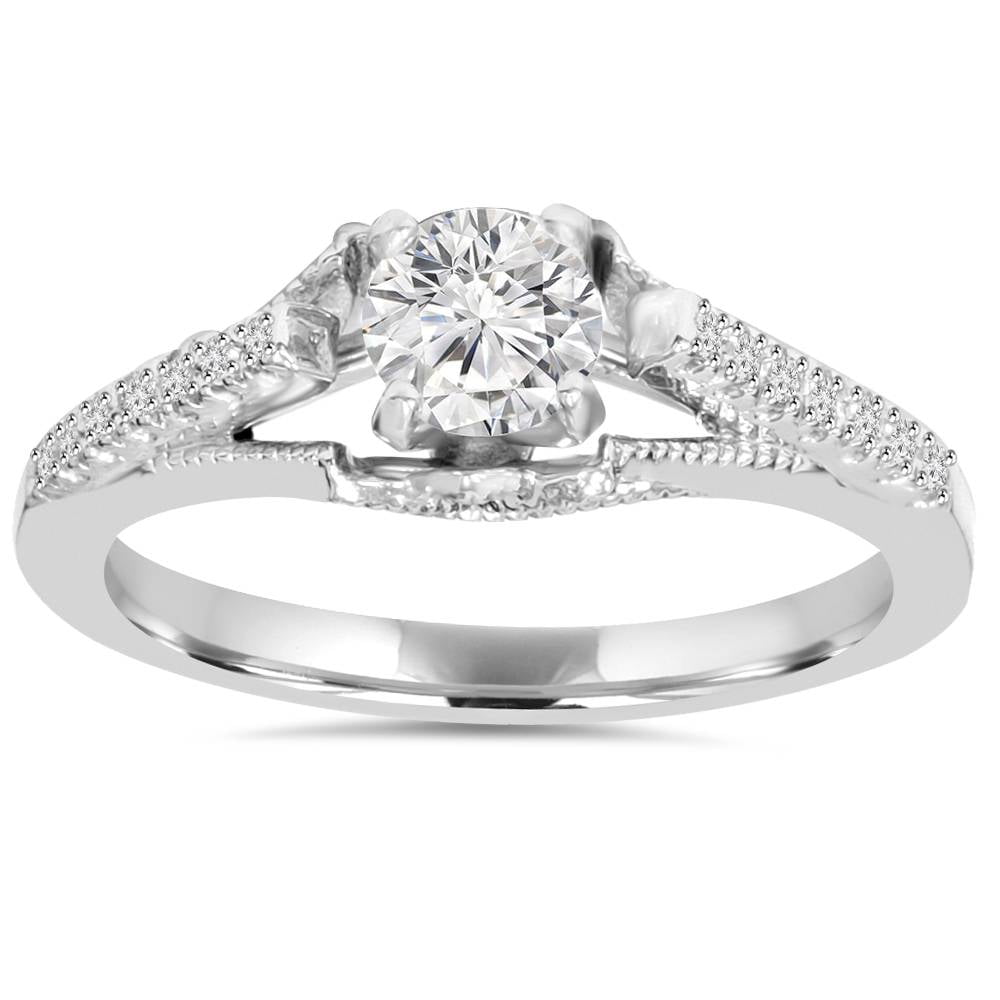 Pompeii 1/2CT Vintage Diamond Engagement Ring 14K White Gold (H/I,I1-I2 ...