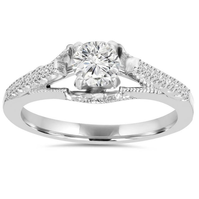 Pompeii 1/2CT Vintage Diamond Engagement Ring 14K White Gold (H/I,I1-I2) - Walmart.com