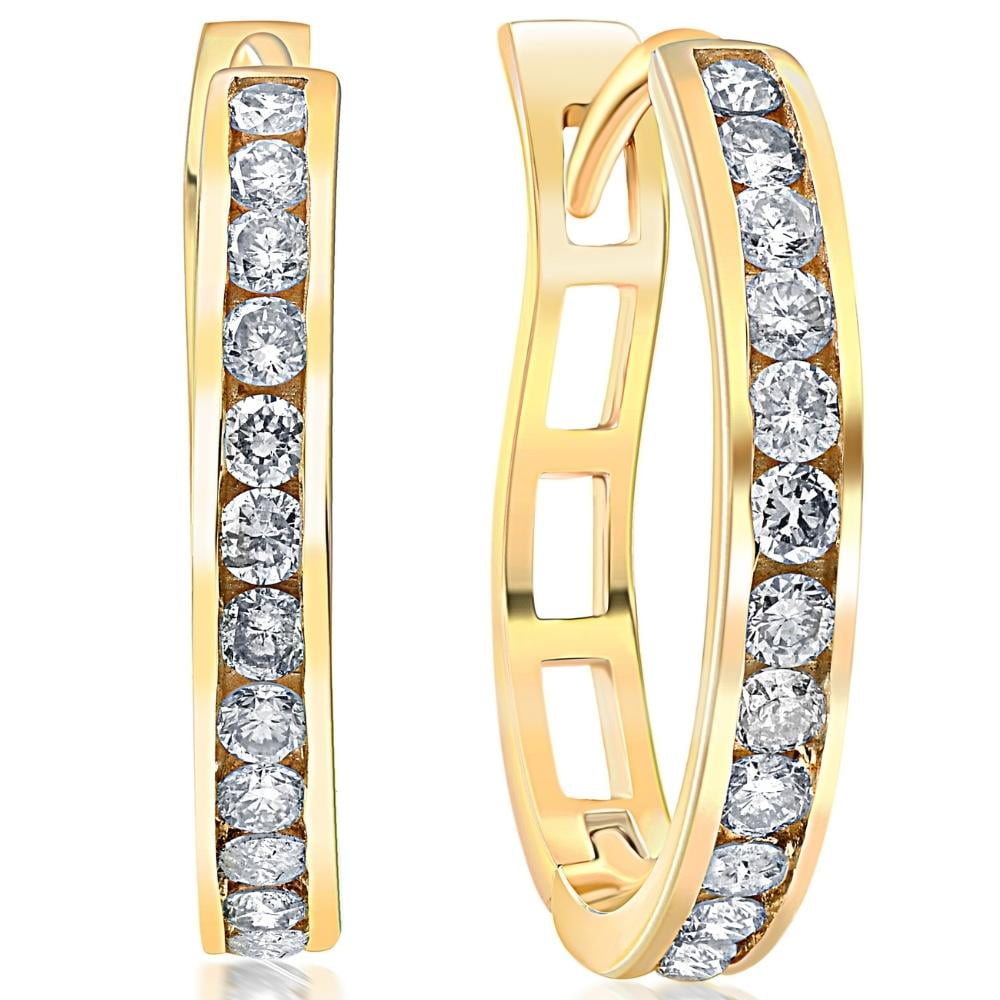 Pompeii 1/2Ct Diamond Hoops in 10k White or Yellow Gold (G,I1 ...