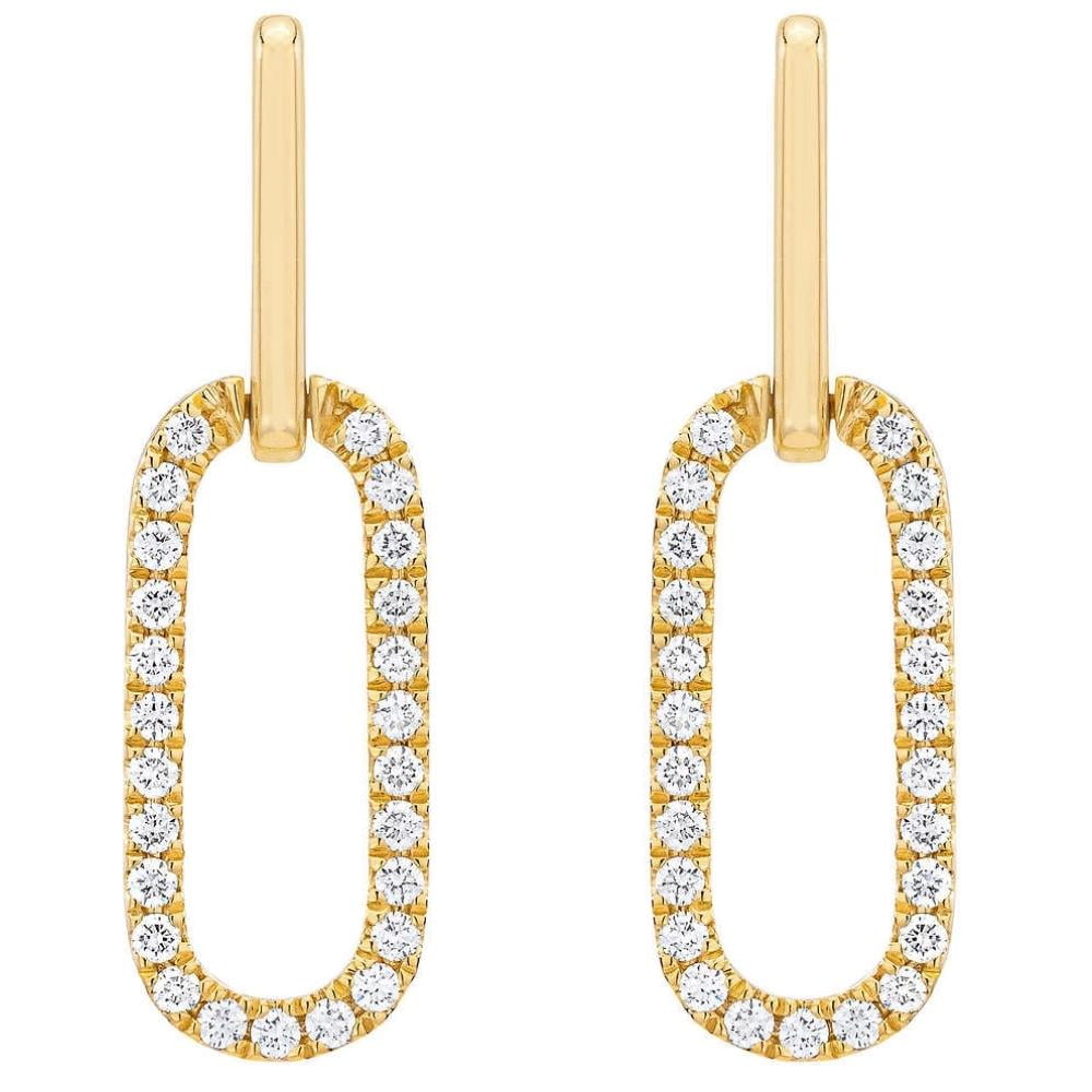 Pompeii 1/2Ct Diamond Paper Clip Drop Earrings 10k Yellow Gold Women's ...