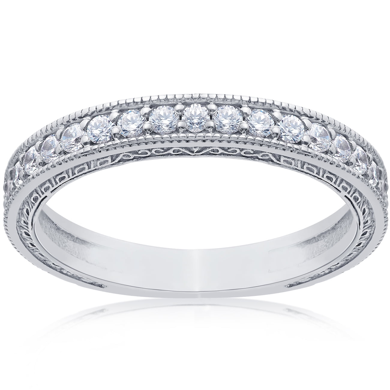 Pompeii 1/2Ct Diamond Wedding Vintage Ring Anniversary Stackable Band ...
