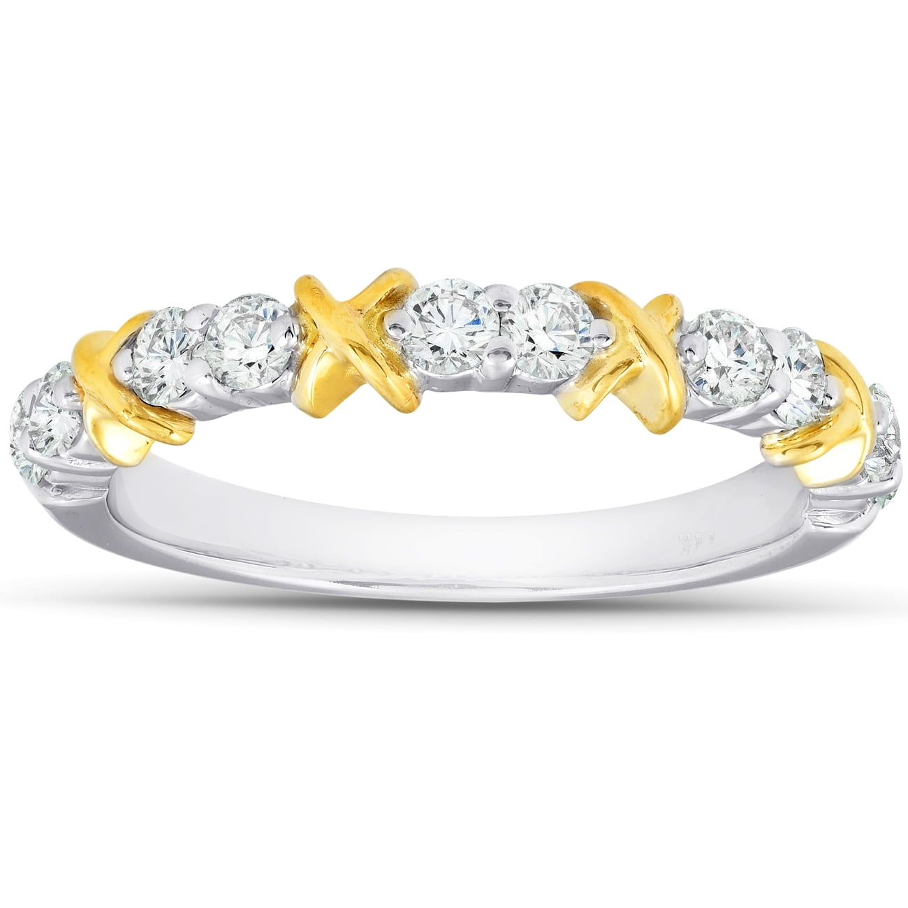 Pompeii 1/2Ct Diamond Wedding Womens Ring Two Tone Band 14k White ...