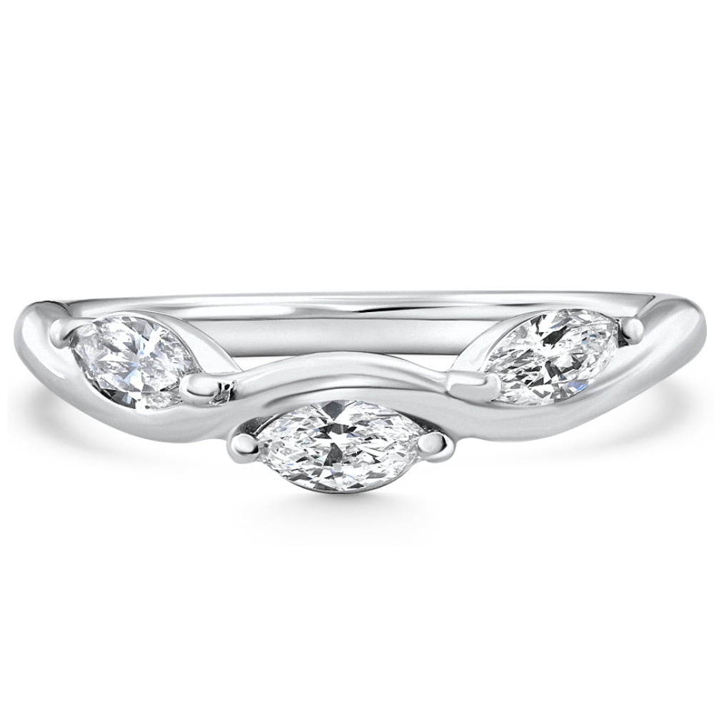 Pompeii 1/2Ct Marquise Diamond Contour Wedding Guard Ring Womens Band ...