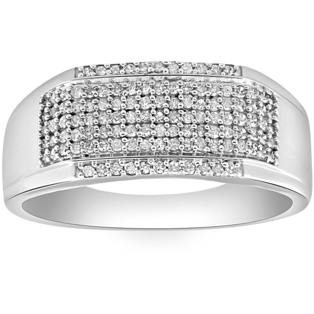 Pompeii 1/2Ct Men's Pave Diamond Ring in White Gold (I/J,I2-I3 ...