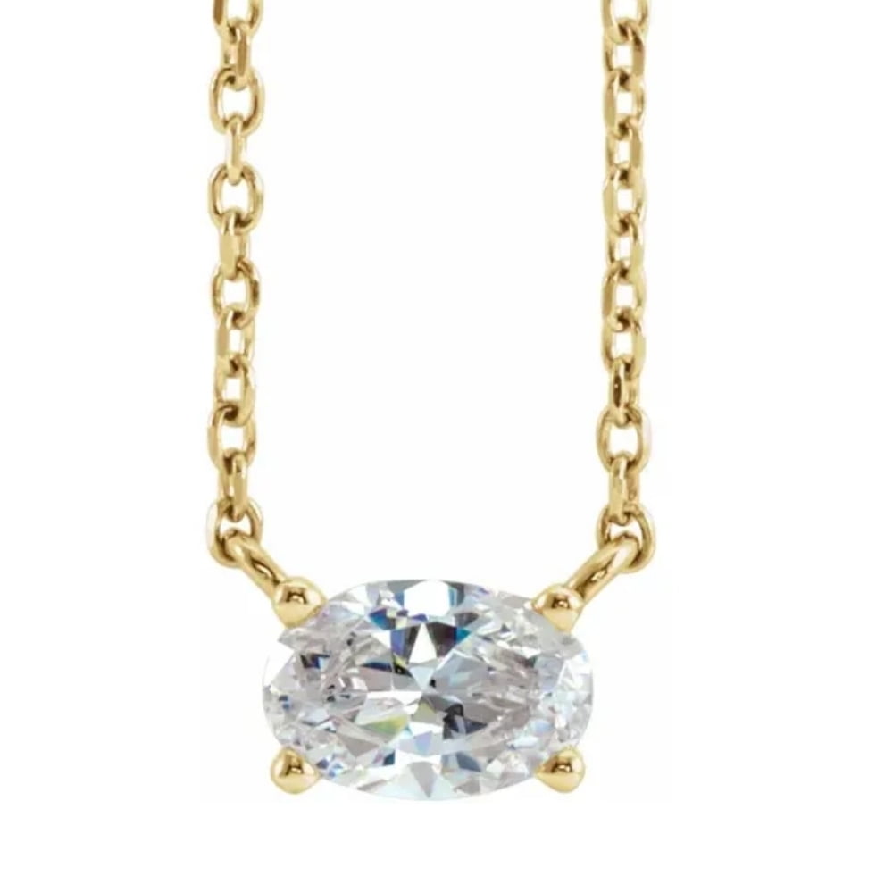Pompeii 1/2Ct Oval Sideways Solitaire Lab Grown Diamond Necklace in ...