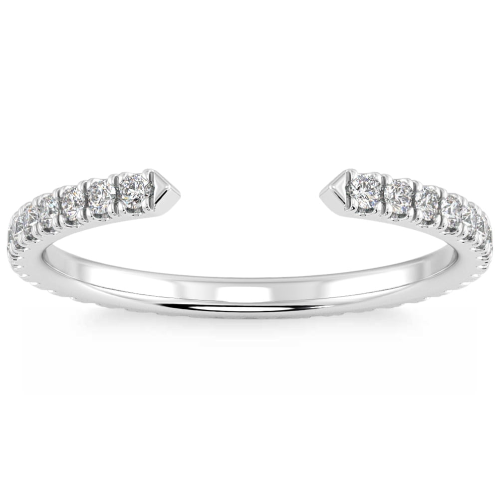 Pompeii 1/2Ct Pave Diamond Open Wedding Ring 14k Gold Stackable Band ...